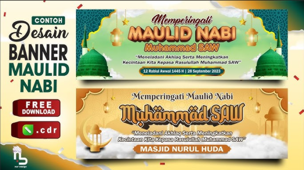 Download Desain Banner Maulid Nabi Muhammad SAW dalam Format CDR — Berbagi
